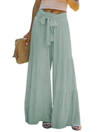 Onsoyours Pantalons d&eacute;t&eacute; pour Femmes Bloomers Pantalons Sarouel Basiques Pantalons De Jogging L&eacute;gers Pantalons De Plage Taille Haute A Vert XXL