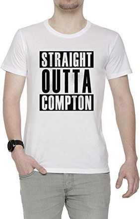 Erido Straight Outta Compton Homme T-Shirt Cou Déquipage Blanc Manches Courtes Taille S Mens White Small Size S