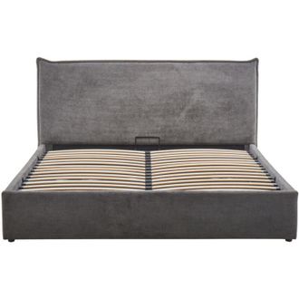 DRAWER Lit coffre en velours c&ocirc;tel&eacute; 160x200cm - Gris - Cama
