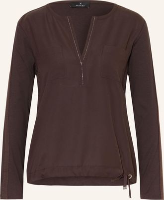 Monari Monari Blusenshirt Im Materialmix Mit Schmucksteinen braun