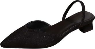 Generic Chaussures d&eacute;t&eacute; &eacute;l&eacute;gantes pour femme - Sandales plates avec paillettes - Bout pointu - Antid&eacute;rapantes - Talon bloc - Couleur unie - Chaussures d&eacute;t&eacute; fe