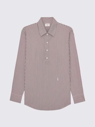 Saint Laurent Chemise ray&eacute;e en popeline de coton avec monogramme YSL