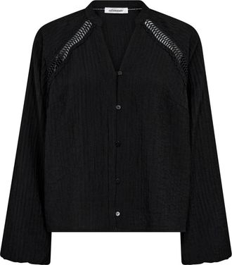 Co'Couture Femme, Blouses et Chemises, Noir, Taille: 40 FR Shinacc Lace V-Shirt Bluse 35923