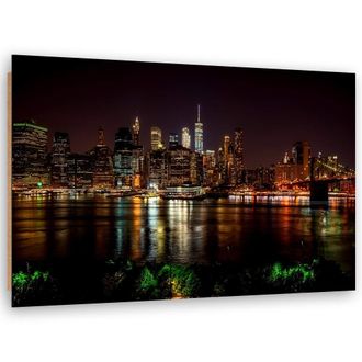 Feeby Wandbild XXL Stadt Deko Kunst Bilder New York mehrfarbig 120x80 cm