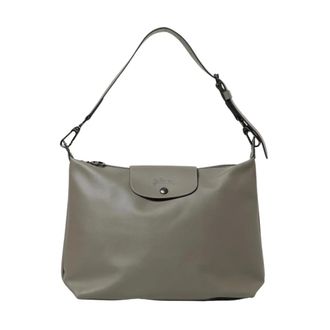 Longchamp Femme, Sacs, Gris, Taille: ONE Size Sac &agrave; main en cuir avec bandouli&egrave;re r&eacute;glable et fermeture &agrave; glissi&egrave;re sur le dessus
