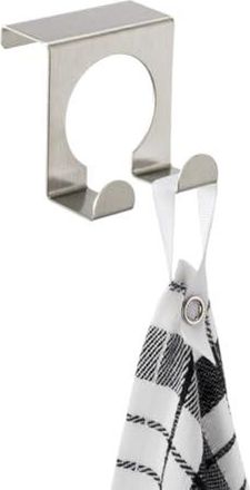WENKO T&uuml;r-Doppelhaken, Haken f&uuml;r Handtuch und Geschirrsp&uuml;lt&uuml;cher, zum Einh&auml;ngen an Schublade und Schrankt&uuml;r, geeignet f&uuml;r Bad und K&uuml;che, aus rostfreiem Edel