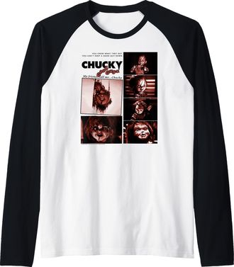 Chucky Blood Red Frames Creepy Doll Close Up Collage Raglan