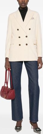 Circolo 1901 Cotton Corduroy Double-Breasted Blazer - Cream