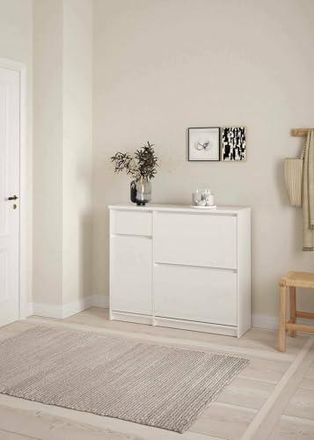 Dmora Schuhschrank Maxime, Schuhregal, Mehrzweck-Eingangsgarderobe, Möbel für Schuhe, 109x32 h93 cm, Weiß