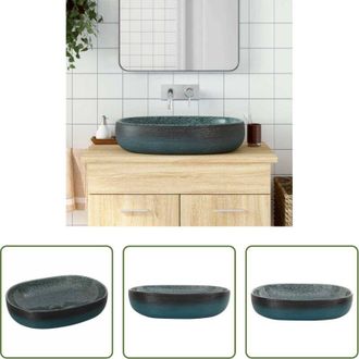 vidaXL Keramik Waschbecken - Aufsatzwaschbecken T&uuml;rkis Oval 59x40x14 cm Keramik