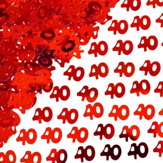 Shatchi Tischkonfetti, zum 40. Geburtstag, glitzernd, 14 g, Rot