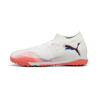 Puma Puma Future 8 Match Tt Fu&szlig;ballschuh f&uuml;r Damen und Herren, Puma Wei&szlig;, Puma Schwarz, leuchtendes Rot, 40 EU