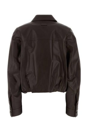Loewe Womens Chocolate Leather Jacket Dark Brown Giacche Pelle