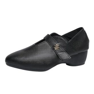 Generic Chaussures &agrave; talons compens&eacute;s &agrave; bout pointu et bride de cheville pour femme style Mary Jane, Noir, 38.5 EU