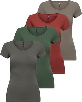Only Onllive Love S/S Haut JRS &agrave; col rond pour femme (1 pi&egrave;ce), Marron (Spiced Apple/Thyme/Plum Kitten/Fallen Rock), XXL
