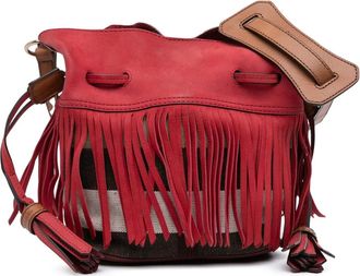 Burberry Hobo Bags - Small Mega Check Canvas and Suede Fringe Belgrove - Gr. unisize - in Rot - für Damen