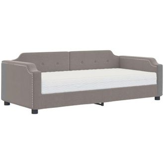 vidaXL Tagesbett mit Matratze Taupe 90x200 cm Stoff Vidaxl