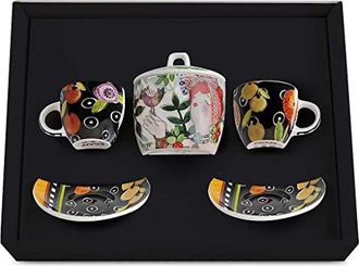 Egan Set 2 Tassen Kaffee + Zuckerdose, Farbe Schwarz