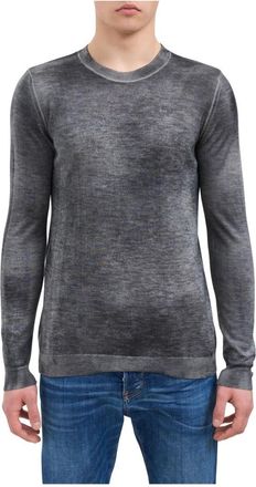 Avant Toi Homme, Pulls, Gris, Taille: S Maglia Girocollo Hand Painted