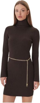 Michael Kors Femme, Robes, Brun, Taille: 40 FR Mini-robe en maille c&ocirc;tel&eacute;e