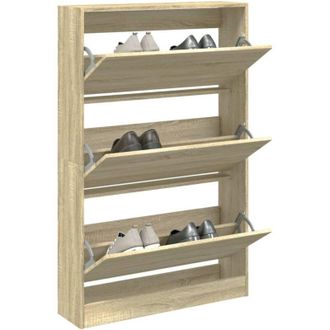 vidaXL Vidaxl - Armoire &agrave; chaussures ch&ecirc;ne sonoma 80x21x125,5cm bois ing&eacute;nierie