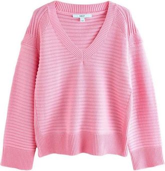 Next V-Ausschnitt-Pullover Gerippter Strickpullover mit V-Ausschnitt (1-tlg)