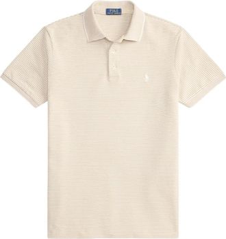 Ralph Lauren Homme, Tops, Beige, Taille: 2XL Polo Slim Ray&eacute; Stretch en Maille Personnalis&eacute;