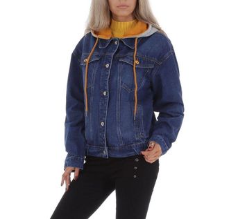 Ital-Design Jeansjacke Damen Freizeit Kapuze (abnehmbar) Jeansjacke in Blau