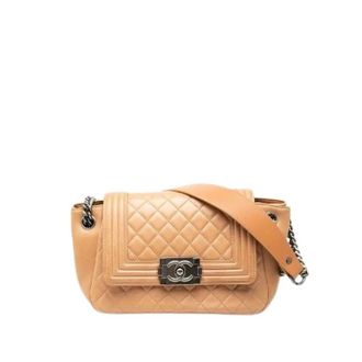 Chanel Sac bandouli&egrave;re Boy en cuir dagneau Pre-owned - Femme - Pre-owned - Beige - Taille: ONE Size