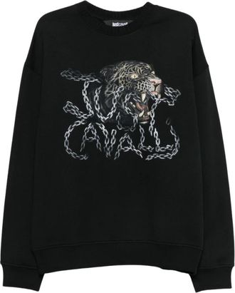 Just Cavalli Leopardenprint-Pullover - - Sweatshirts & Hoodies - Herren - Schwarzk - XL