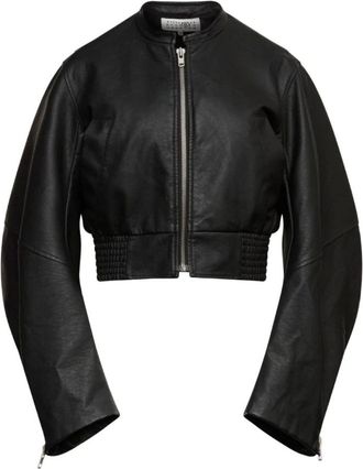 Maison Margiela Femme, Vestes, Noir, Taille: 40 FR Cropped Bomber Jacket
