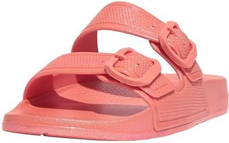 FitFlop Womens Iqushion Pearlized Two-bar Buckle Slides Sandal, Pearlized, 38 EU