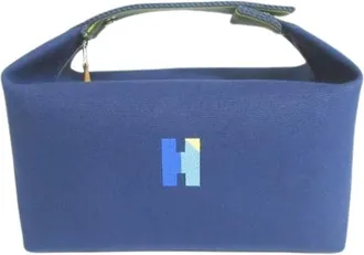 Herm&egrave;s Sac &agrave; main en coton pr&eacute;-poss&eacute;d&eacute; - Femme - Pre-owned - Bleu - Taille: ONE Size