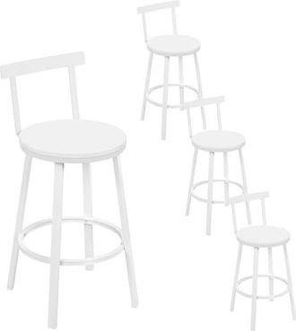 Woltu Tabouret de Bar Lot de 4 avec Repose-Pieds et Dossier, Tabouret Haut sans Accoudoir, Cadre en M&eacute;tal, Blanc, BH430ws-2