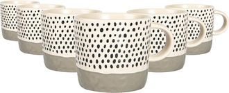 Nicola Spring Getauchte Dotty Stone Hece Kaffeetassen - 385ml - Grau - Pack Von 6