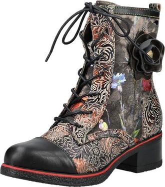 Laura Vita Bottines en cuir multicolores &agrave; talon d&eacute;croch&eacute; bas avec lacets et zip lat&eacute;ral - Taille numeric_37