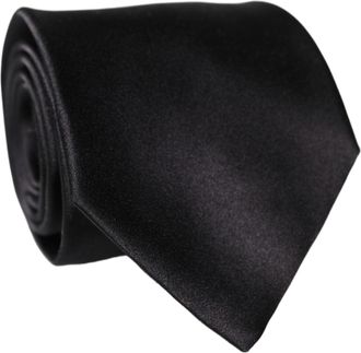 Dolce & Gabbana Brown Logo Embroidery Silk Adjustable Men Necktie Tie
