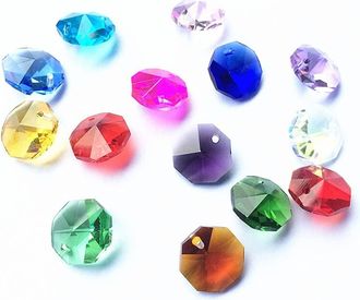 Generic Hängekristalle Prismen 500 Teile/los Mehrfarbige 14mm Kristallglas Octagon Perlen Mit 1Loch for Kristallleuchter Lampenteile Hängekristalle Kristalle 