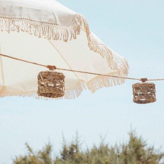 Licht-Erlebnisse Licht-erlebnisse - led Au&szlig;enlichterkette led 5m lang + 3m Kabel IP44 Jute Seegras 2700 k warmwei&szlig; Au&szlig;enbeleuchtung Terrasse Balkon Garten