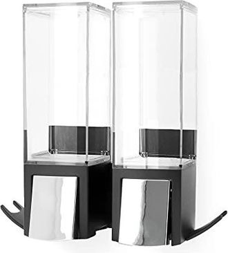 Compactor Doppel-Wand-Seifenspender, 2 x 500 ml, Schwarz, PET/ABS, 22,1 x 7,4 x 20,2 cm