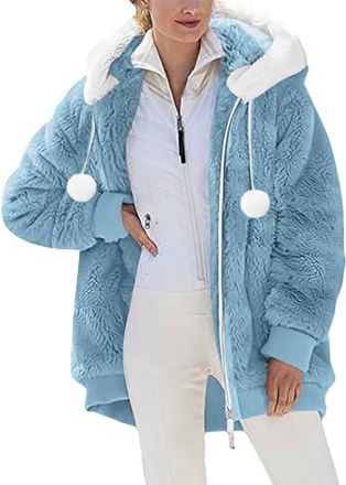 Generic Vestes en polaire pour femme avec fermeture &eacute;clair int&eacute;grale - Sweat-shirt chaud avec capuche pour femmes, manteau cardigan &eacute;pais avec cordon de serra