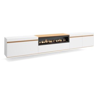 Skraut Home Skraut Home - TV-Schrank, Lowboard, f&uuml;r Wohnzimmer und Esszimmer, 288x35x45 cm, F&uuml;r gro&szlig;formatiges TV, Elektrokamin., H&auml;ngend, Moderner Stil, Wei&szlig;