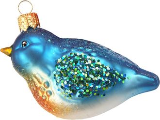 Impuls Christbaumschmuck Glas 4cm - Vogel Figur zum Aufh&auml;ngen - mundgeblasen & handbemalt - Weihnachtsbaum Anh&auml;nger f&uuml;r Weihnachten - Christbaumanh&auml;nger & We