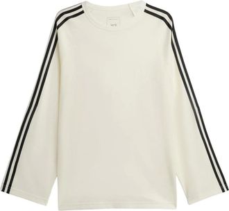 Yohji Yamamoto Homme, Tops, Blanc, Taille: M Long Sleeve Tee 3-Stripes