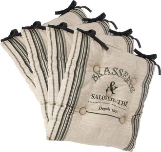 Atmosphera Set aus 4 Sitzkissen mit Befestigung - 40 x 40 cm - Bistrot-Stil - Farbe LEINEN und GRAU