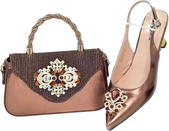 Generic Ensemble de chaussures et sacs assortis pour femme, Café pour ensemble, 42.5 EU