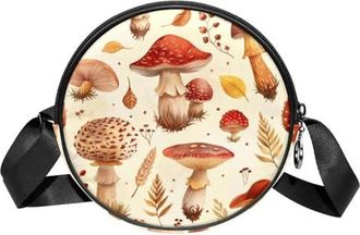 Generic Sac &agrave; bandouli&egrave;re rond rond pour femme, petit sac &agrave; bandouli&egrave;re champignon avec fermeture &eacute;clair, bretelles r&eacute;glables, d&eacute;contract&eacute; pour femmes et fill