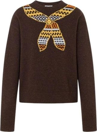 Moschino Pullover aus Woll-Seiden-Mischung mit Intarsien - - Knitwear - Damen - Braun - 2XS