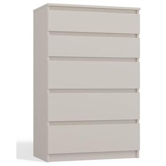 Selsey Kommode Malwa 109,5 x 70 x 40 cm - F&uuml;nf Ger&auml;umige Schubladen - Grifflose Front - Robuste Laminierte Spanplatte 16 mm - Kaschmir Design - Ideal f&uuml;r Sch