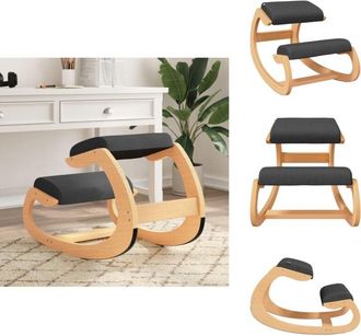 vidaXL Kniestuhl Schwarz 55x84x55 cm Birkensperrholz - Holzsessel - B&uuml;rostuhl - Ergonomie Stuhl - Schaukelsitz - Kniehocker